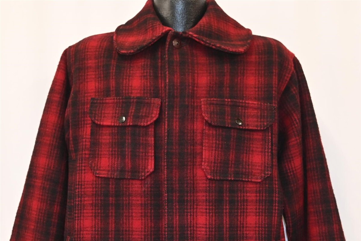 80s Woolrich Red Plaid Wool Mackinaw Hunting Jacket Large – The ...