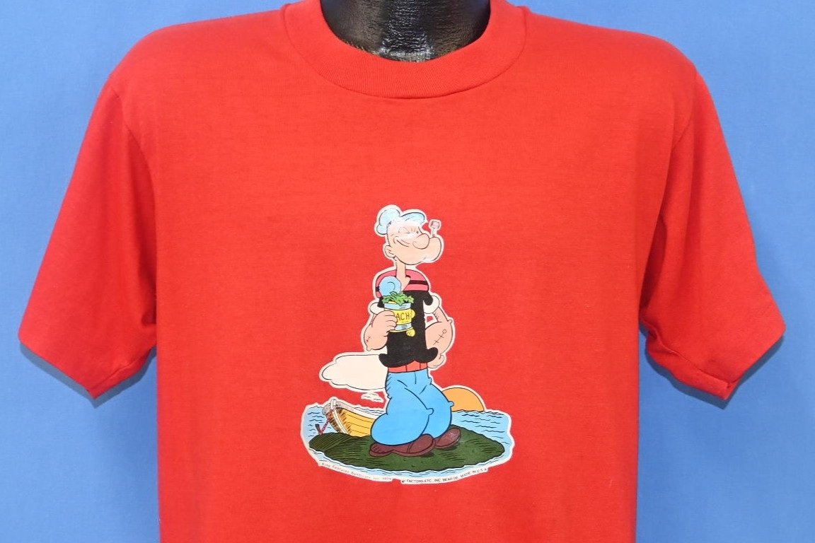 90s Popeye the Sailor Man Spinach Iron On Red t-shirt Large – The ...